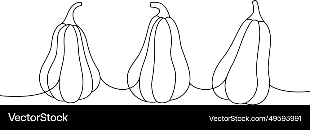 Autumn halloween pumpkins set one line Royalty Free Vector