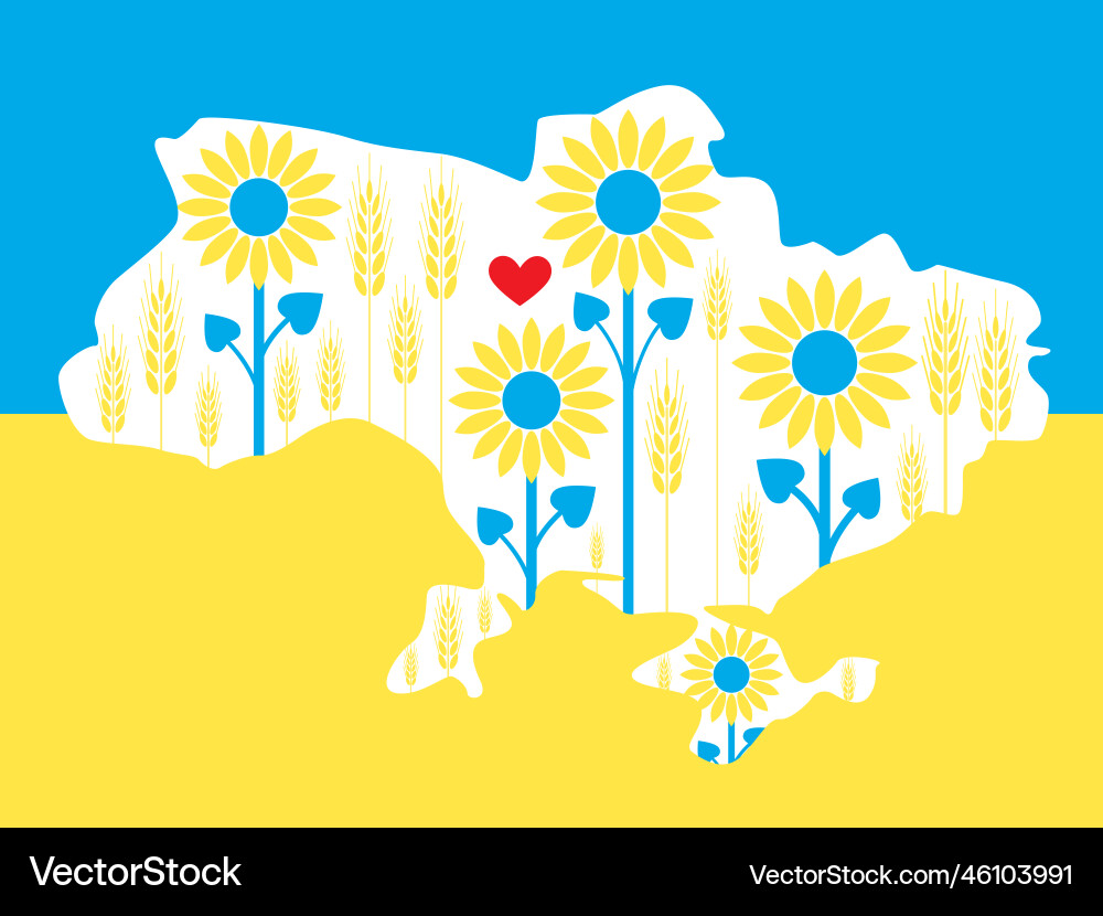 Beautiful map of ukraine with wheat Royalty Free Vector