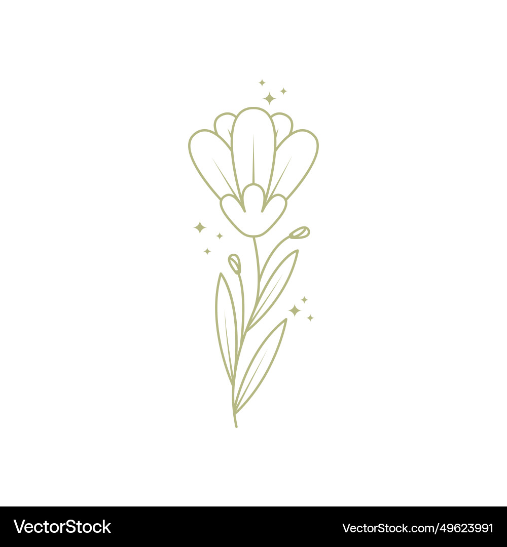 Beauty flowers line logo design image Royalty Free Vector