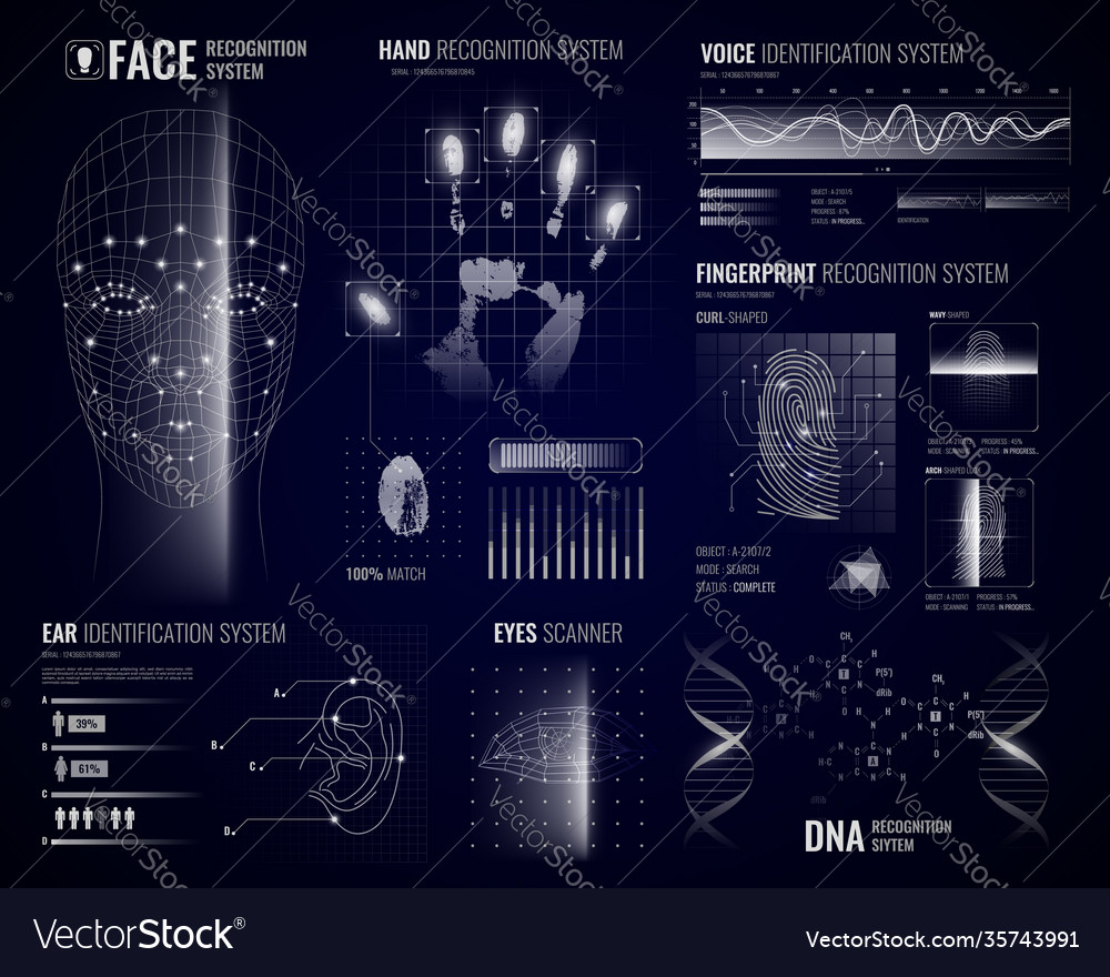 Biometric recognition systems background Vector Image