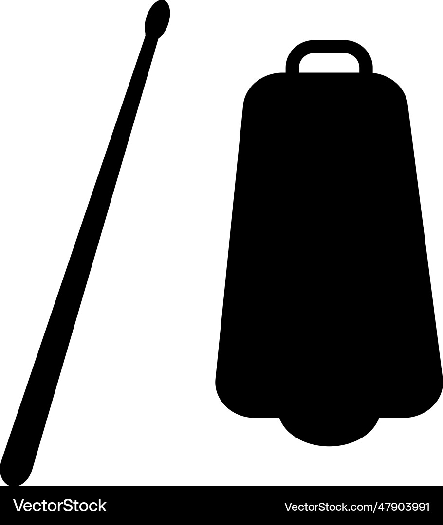 Cowbell icon and drumstick sign Royalty Free Vector Image