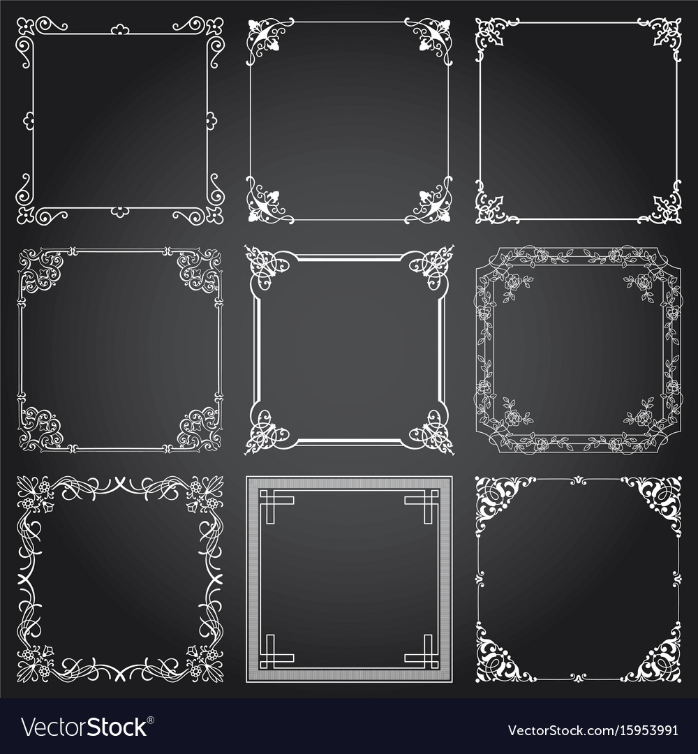 Decorative frames and borders square set 3 Vector Image