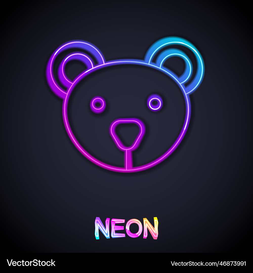 Glowing neon line teddy bear plush toy icon Vector Image