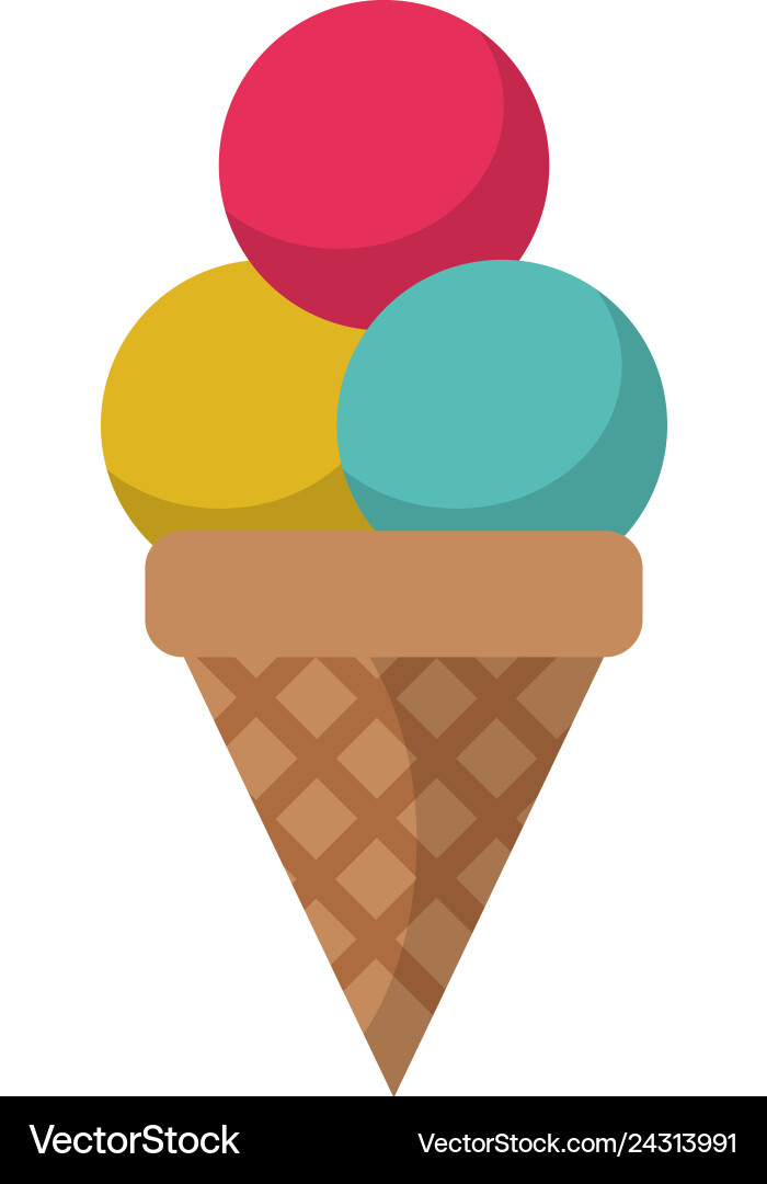Ice cream cone with three scopes Royalty Free Vector Image