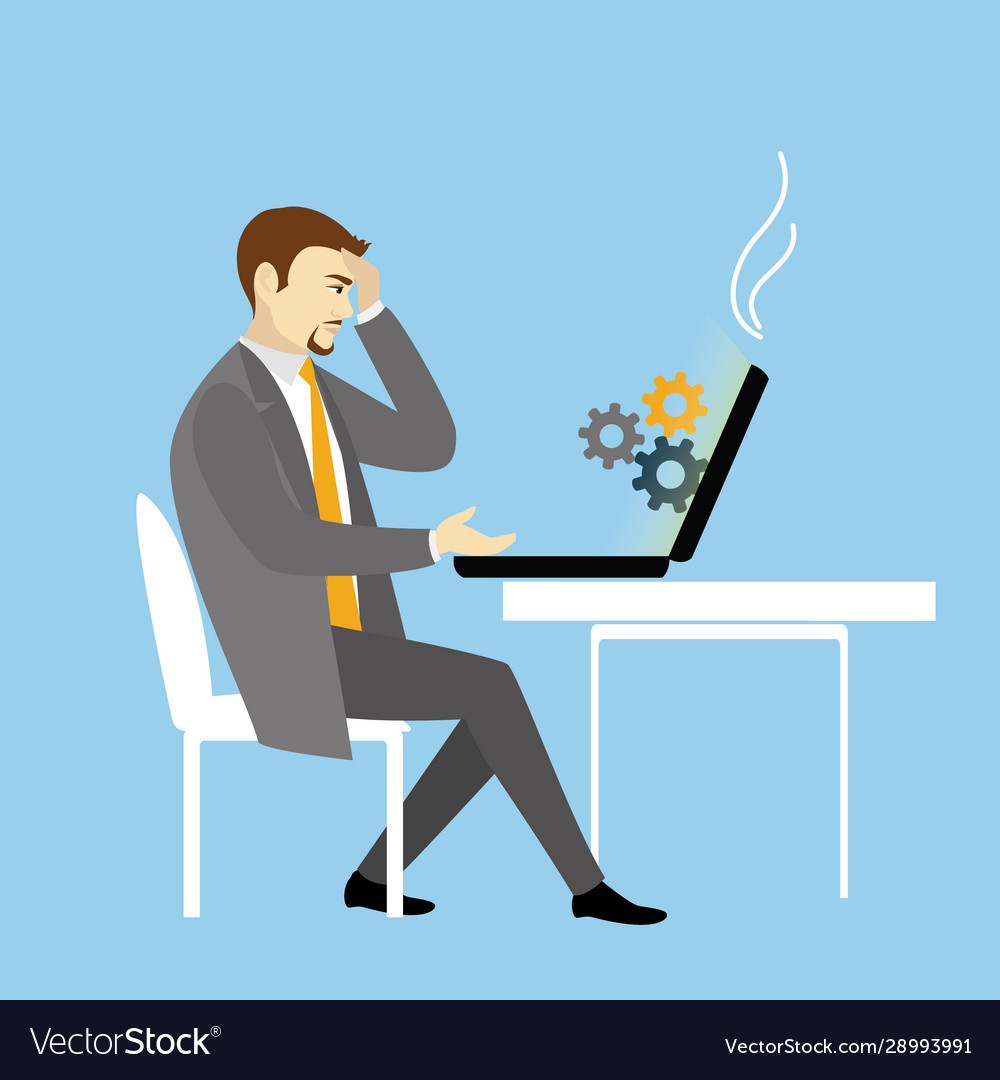 Man working on laptop computerbusinessman Vector Image