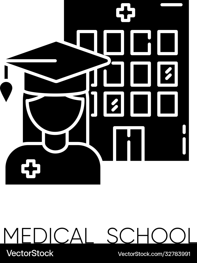 Medical school black glyph icon Royalty Free Vector Image