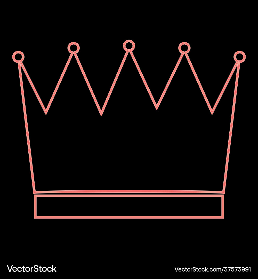 Neon crown red color flat style image Royalty Free Vector