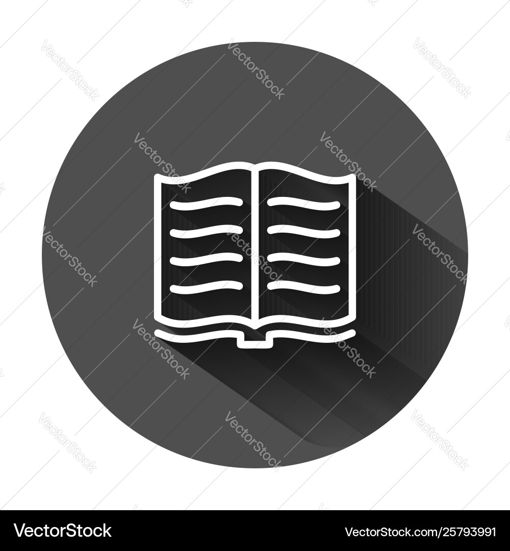 Open book icon in flat style literature on black Vector Image
