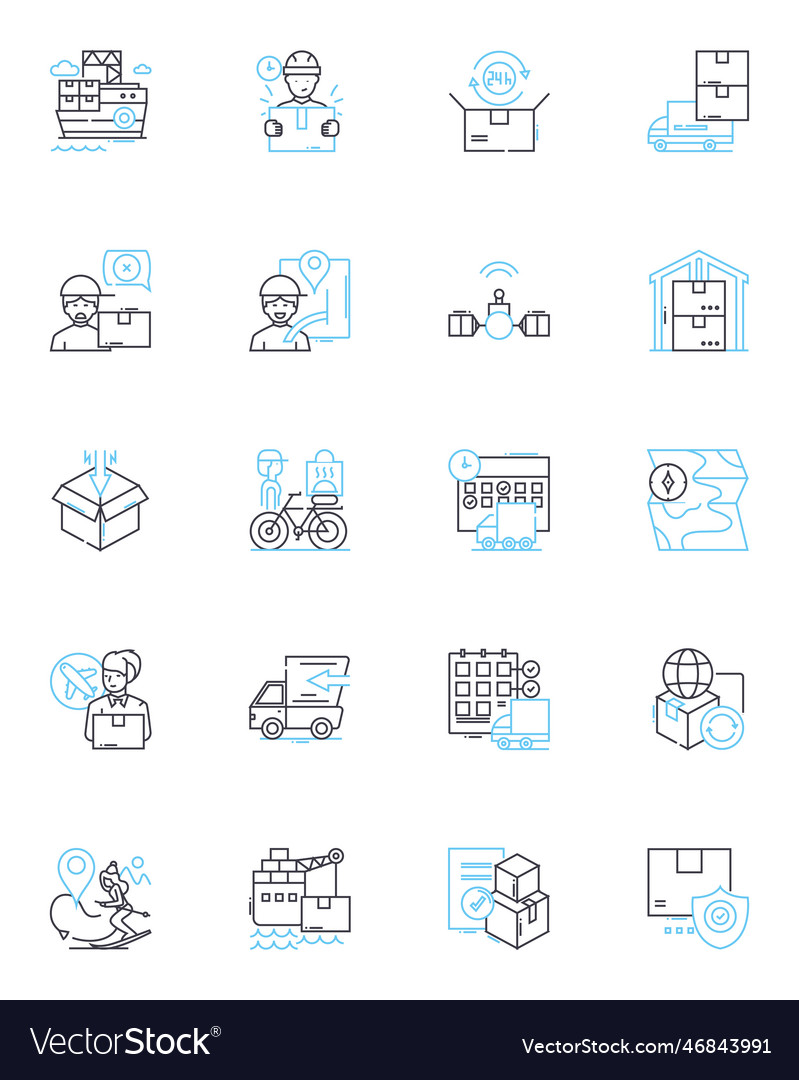 Rapid dispatch linear icons set swift expedient Vector Image