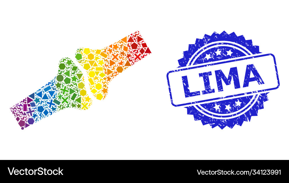Rubber lima seal and lgbt colored geometric bone Vector Image