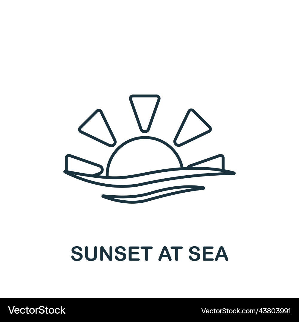 Sunset at sea icon line simple summer icon Vector Image