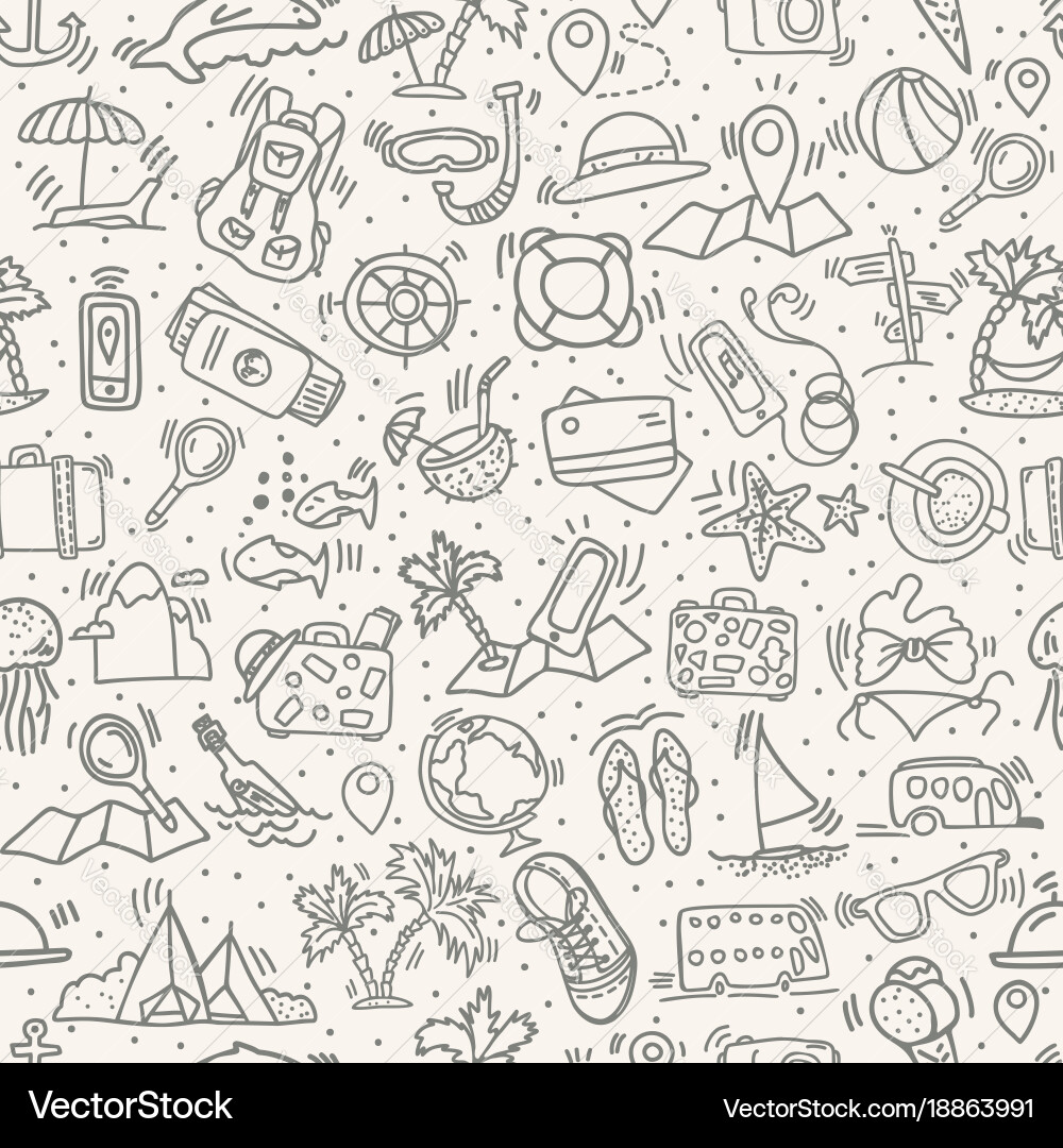 Travel and summer seamless pattern journey Vector Image