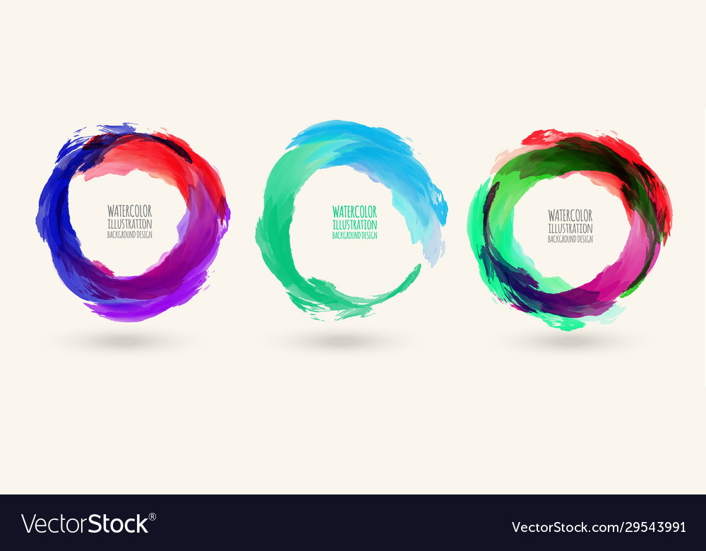 Watercolor circle texture set elements Royalty Free Vector