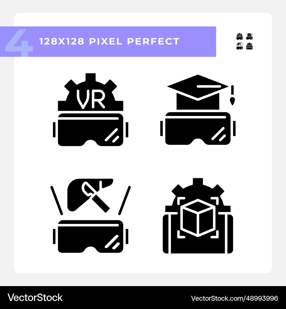 2d glyph style vr ar and mr silhouette icons pack Vector Image