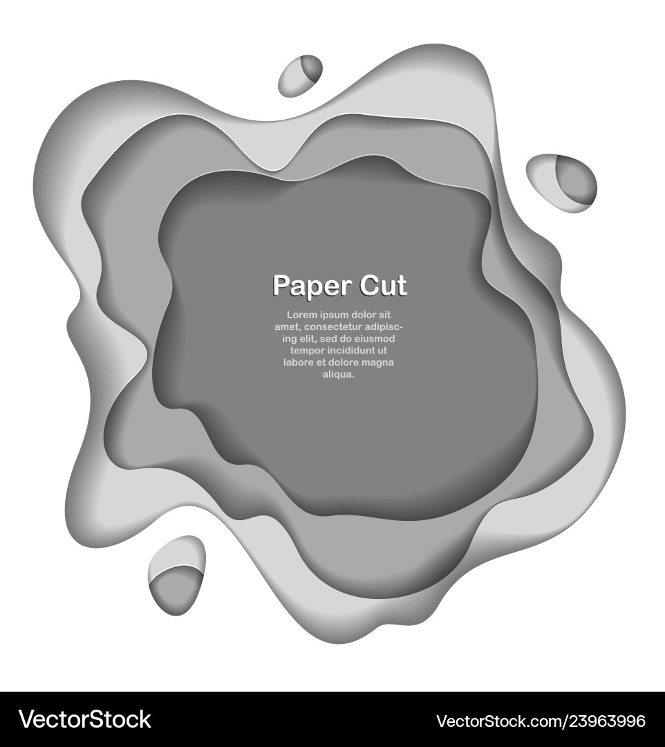 Abstract grey paper cutout curvy shapes layered Vector Image
