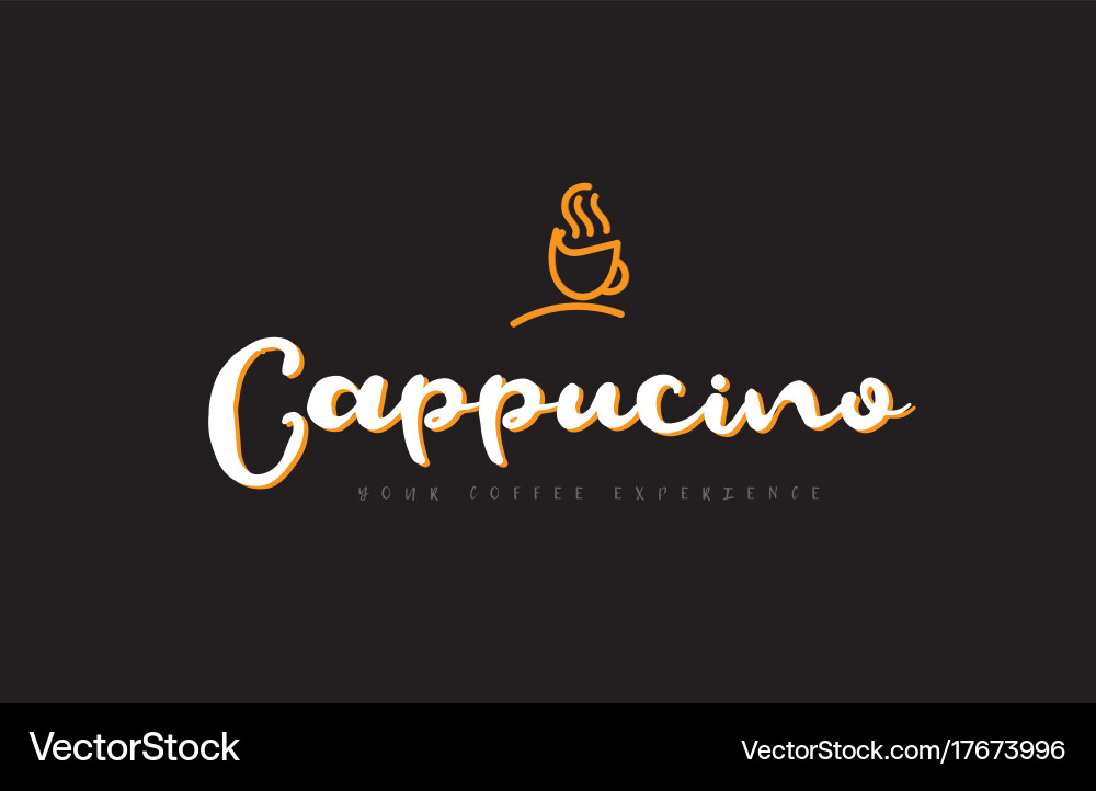 Cappucino word text logo with coffee cup symbol Vector Image