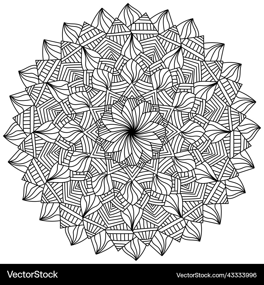 Contour mandala with striped petals meditative Vector Image
