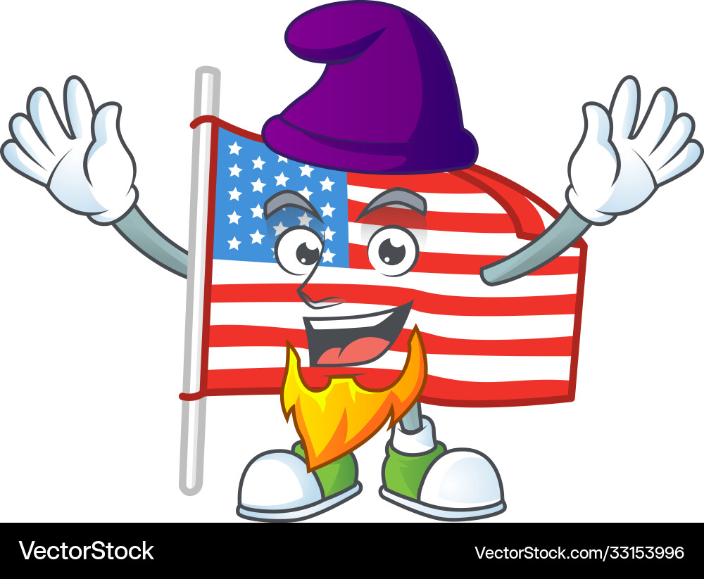 Cute usa flag with pole icon performed as an elf Vector Image