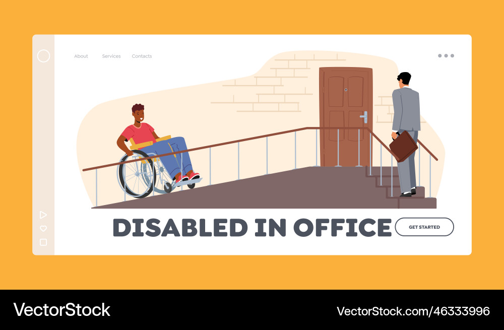 Disabled in office landing page template male Vector Image