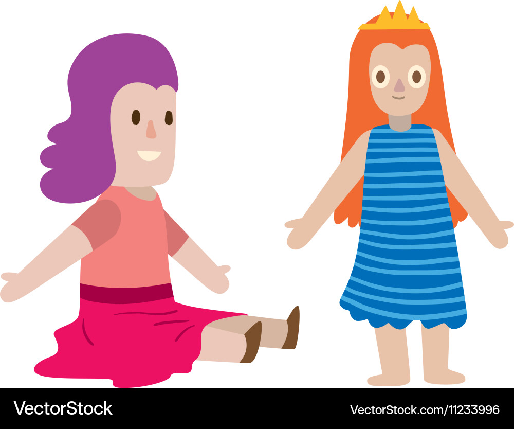 Doll girl toy character Royalty Free Vector Image