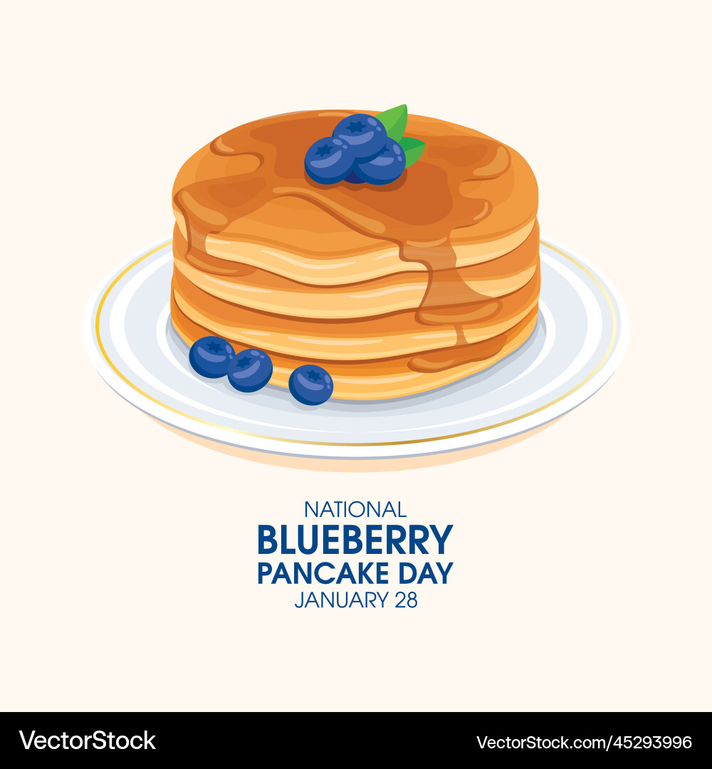 National blueberry pancake day poster Royalty Free Vector