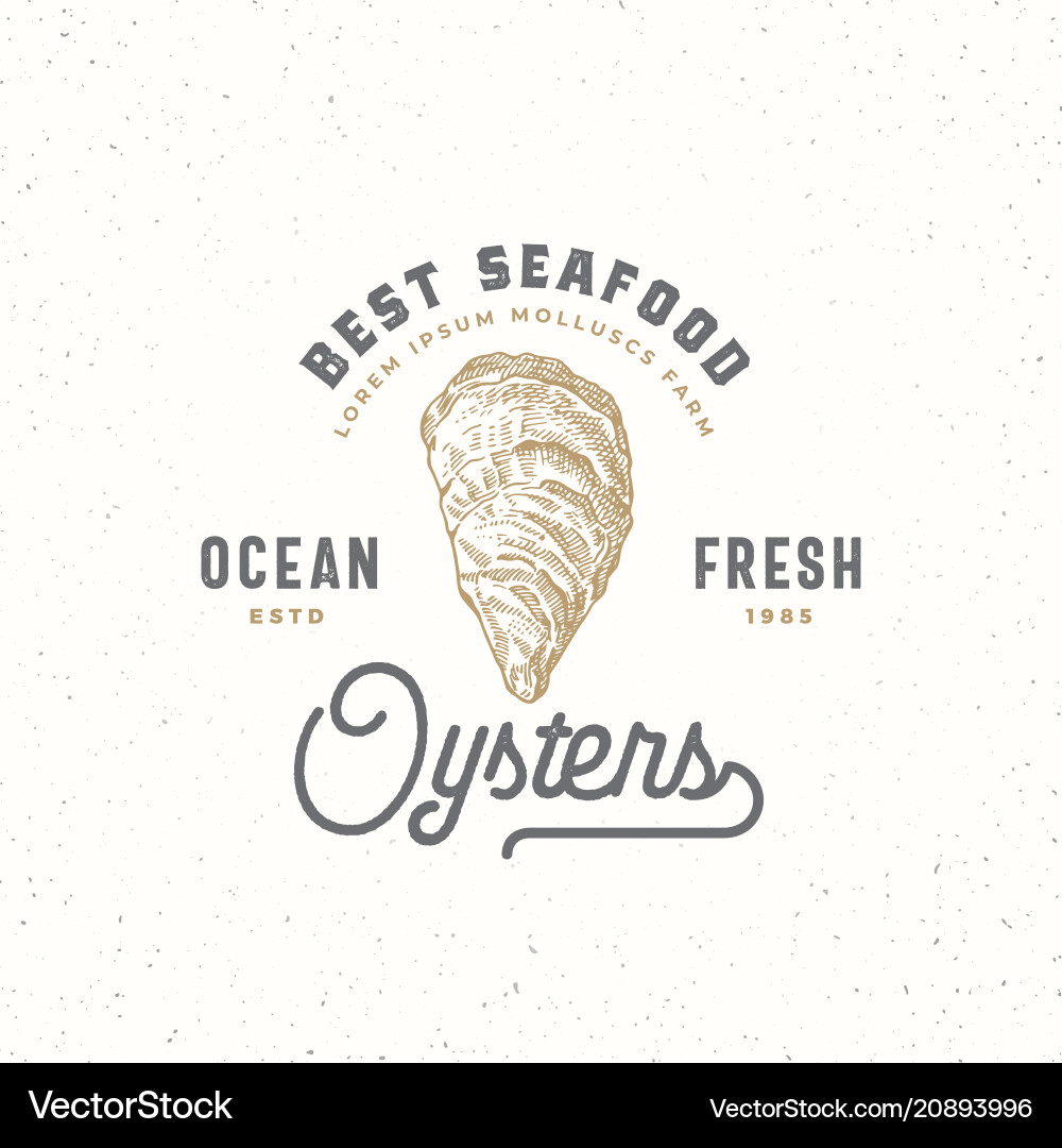Ocean fresh oysters abstract sign symbol Vector Image