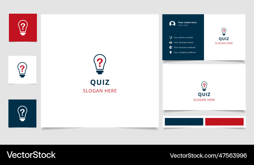 Quiz logo design with editable slogan branding Vector Image