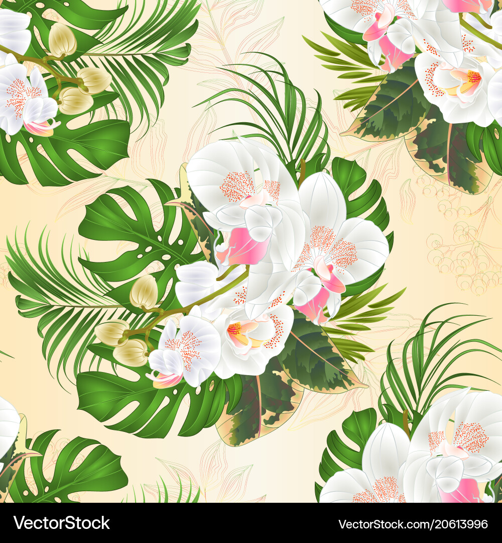 Seamless texture bouquet with tropical flowers Vector Image