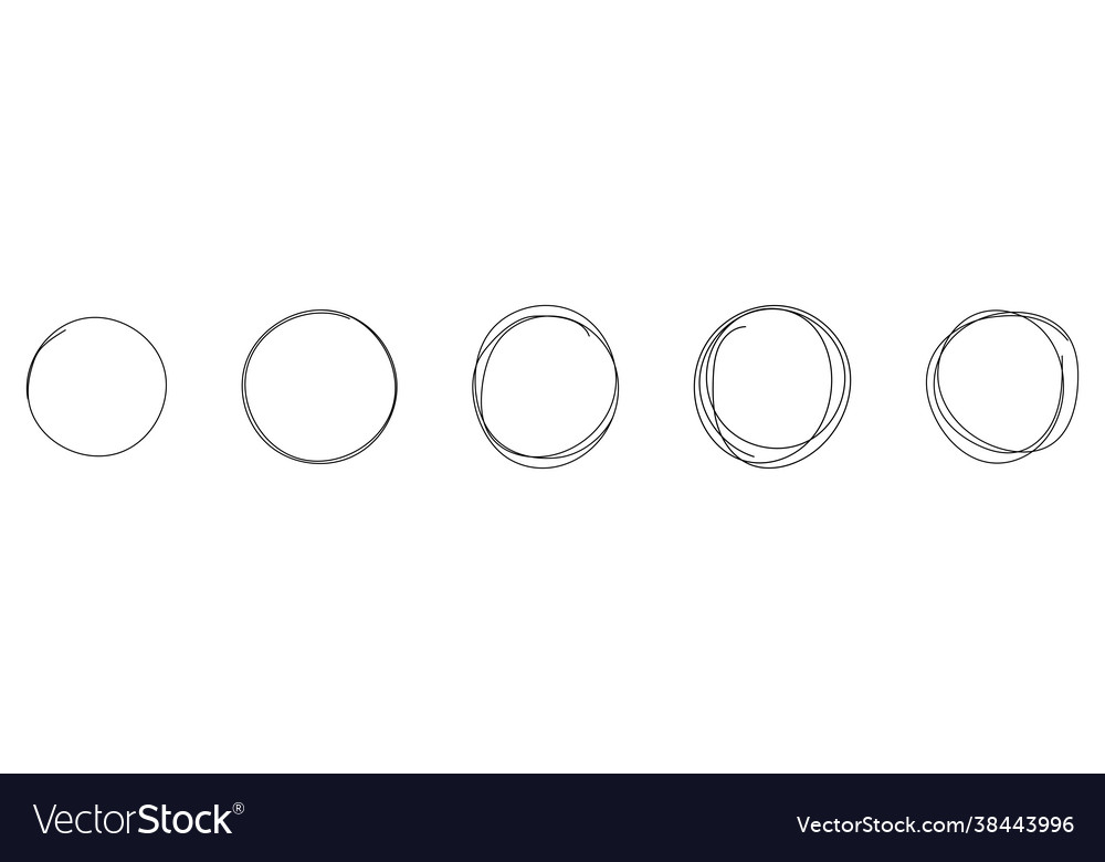 Set round hand drawn doodle frames Royalty Free Vector Image