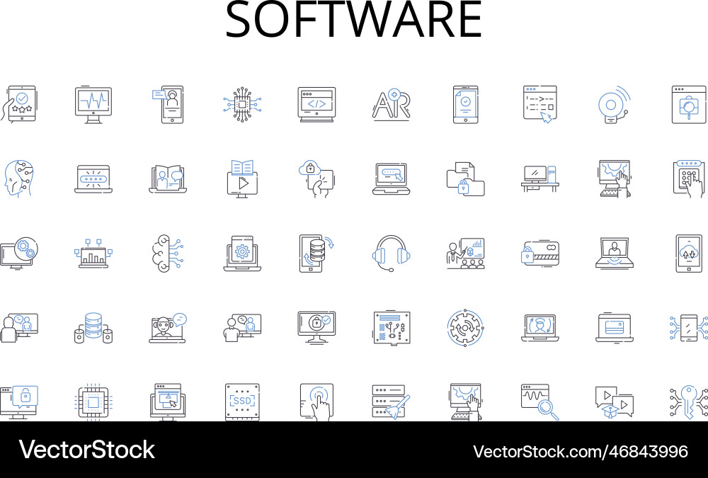 Software line icons collection finance audit Vector Image