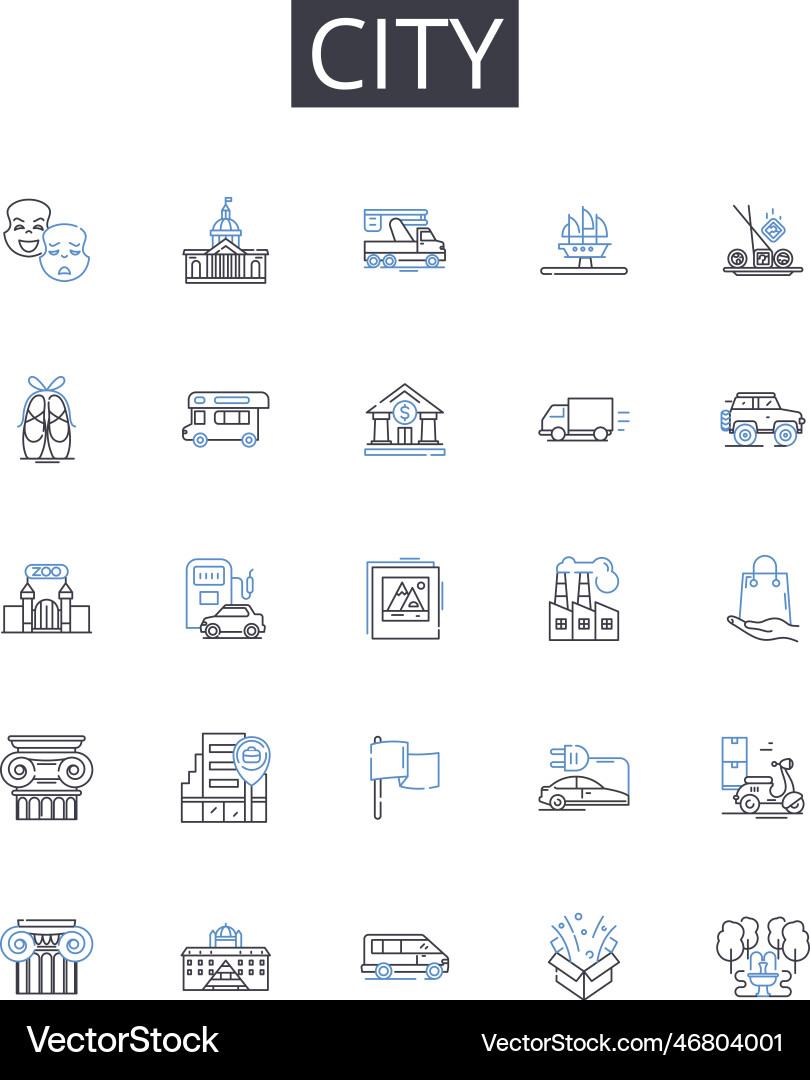 City line icons collection management control Vector Image