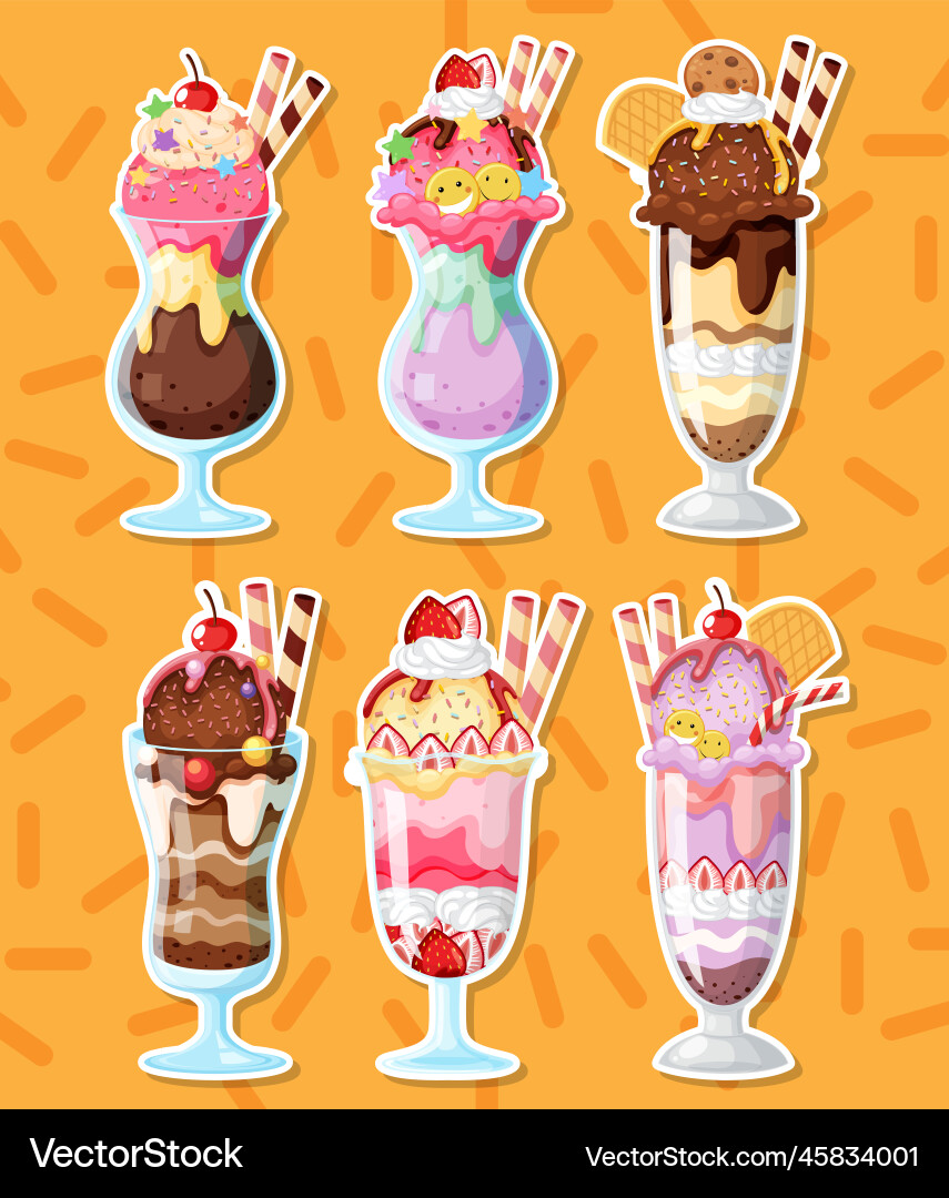 Colorful delicious desserts set Royalty Free Vector Image