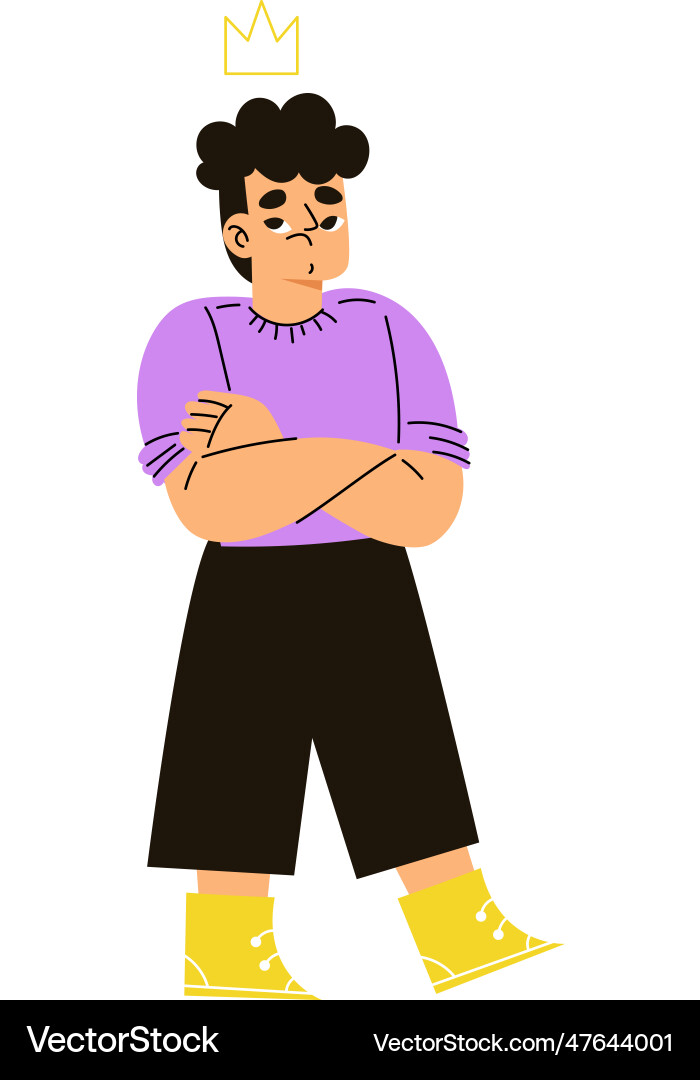 Cute emotional boy child feeling arrogant Vector Image