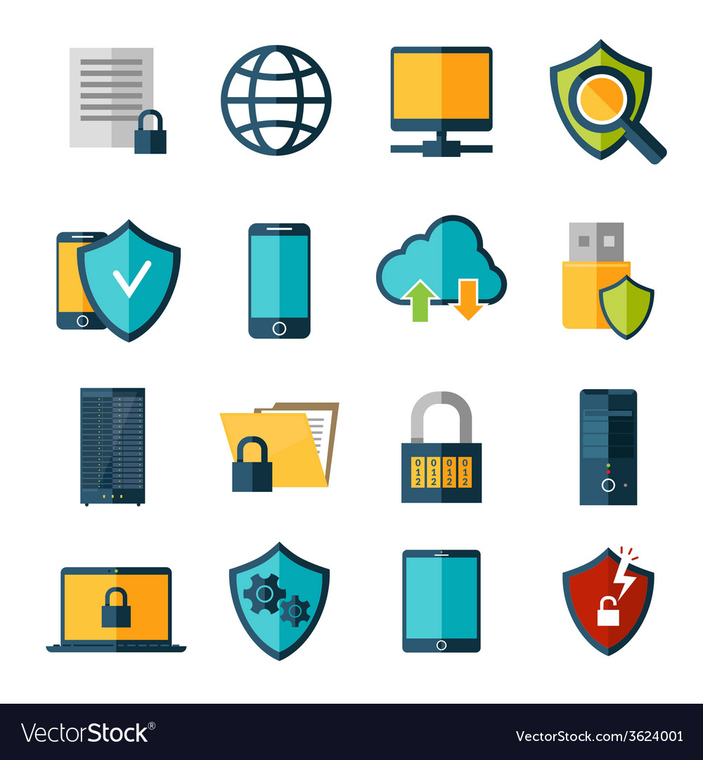 Data protection icons set Royalty Free Vector Image