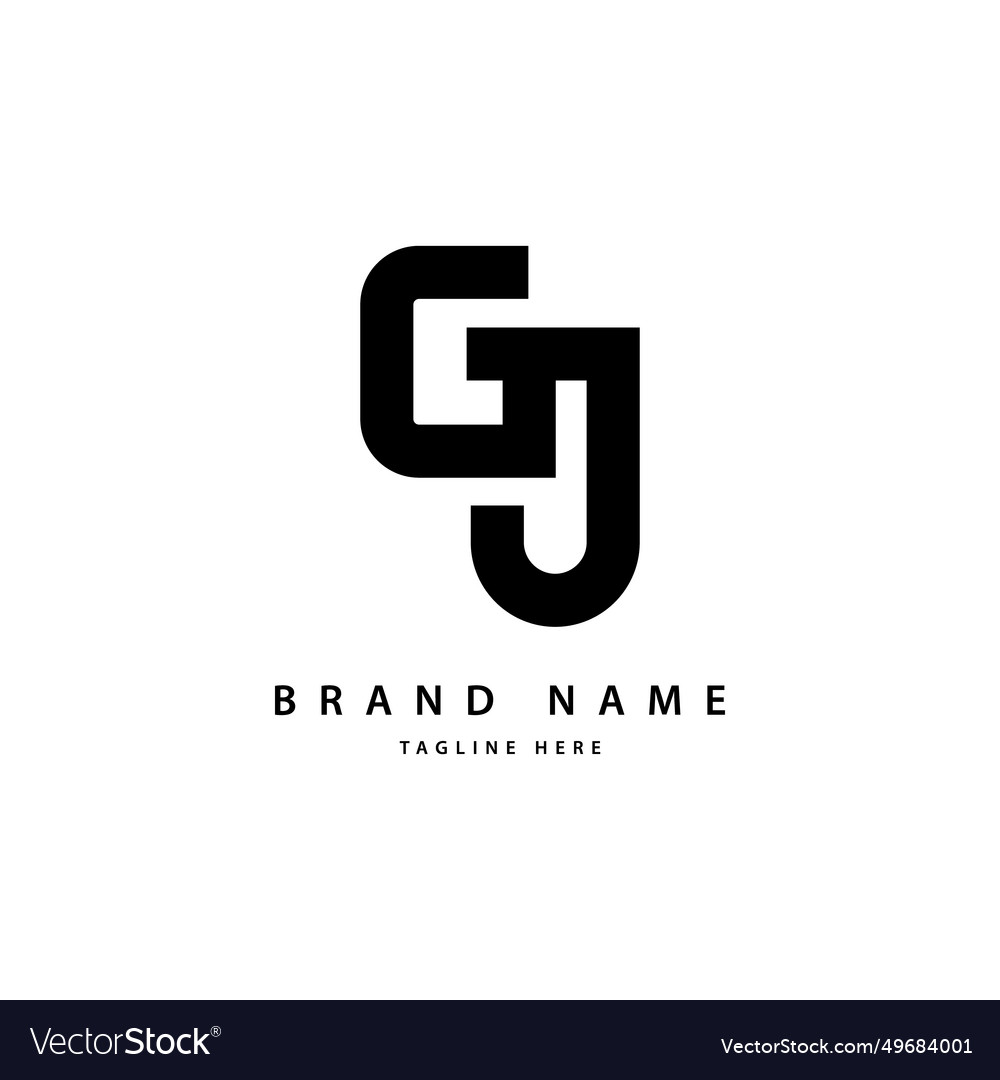 Gj logo design alphabet template style Royalty Free Vector