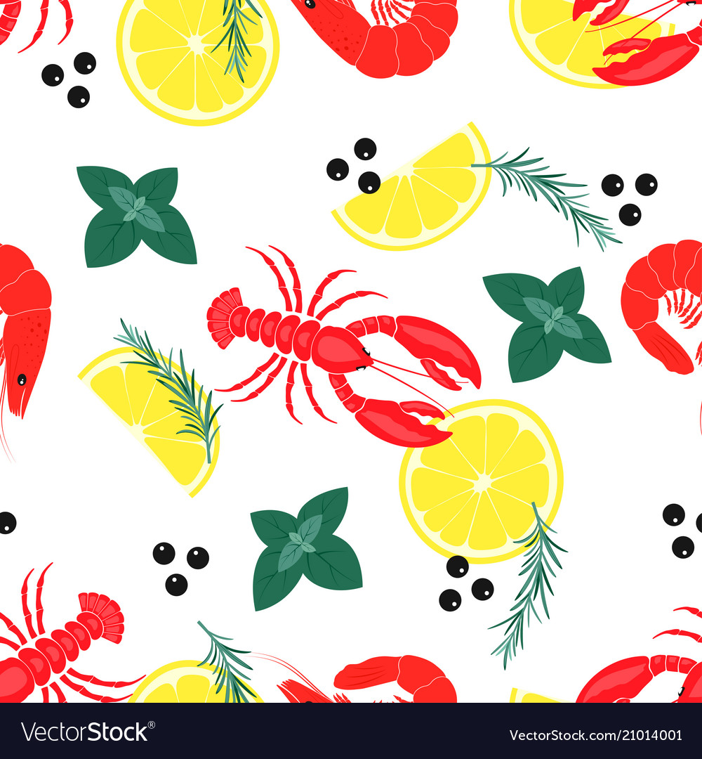 Pattern with seafood Royalty Free Vector Image