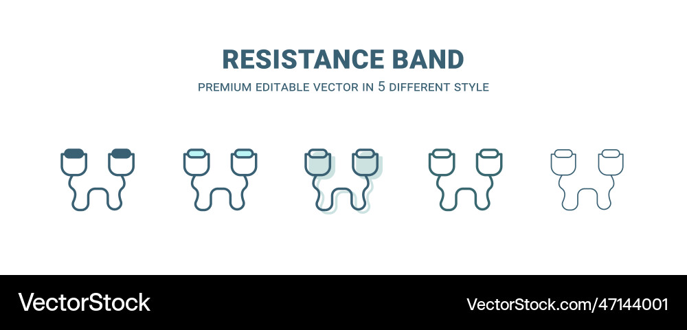 Resistance band icon in 5 different style outline Vector Image
