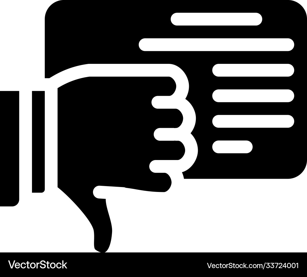 Review with dislike glyph icon Royalty Free Vector Image