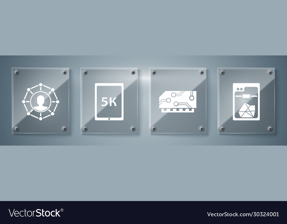 Set 3d printer ram random access memory tablet Vector Image