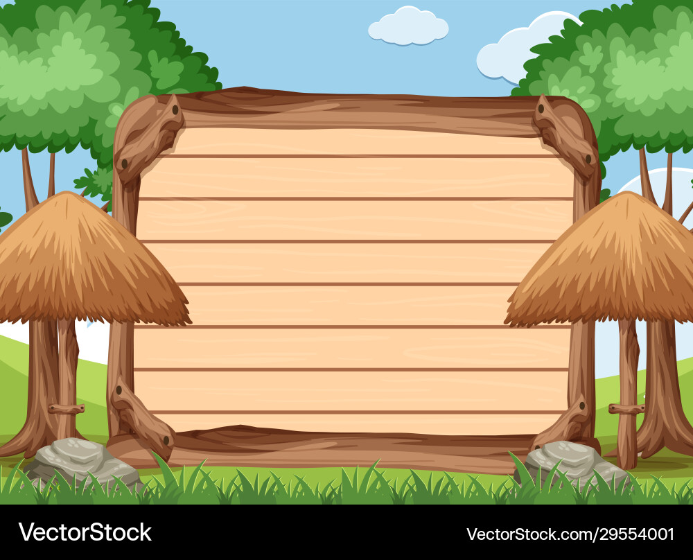 Wooden sign template with umbrellas Royalty Free Vector