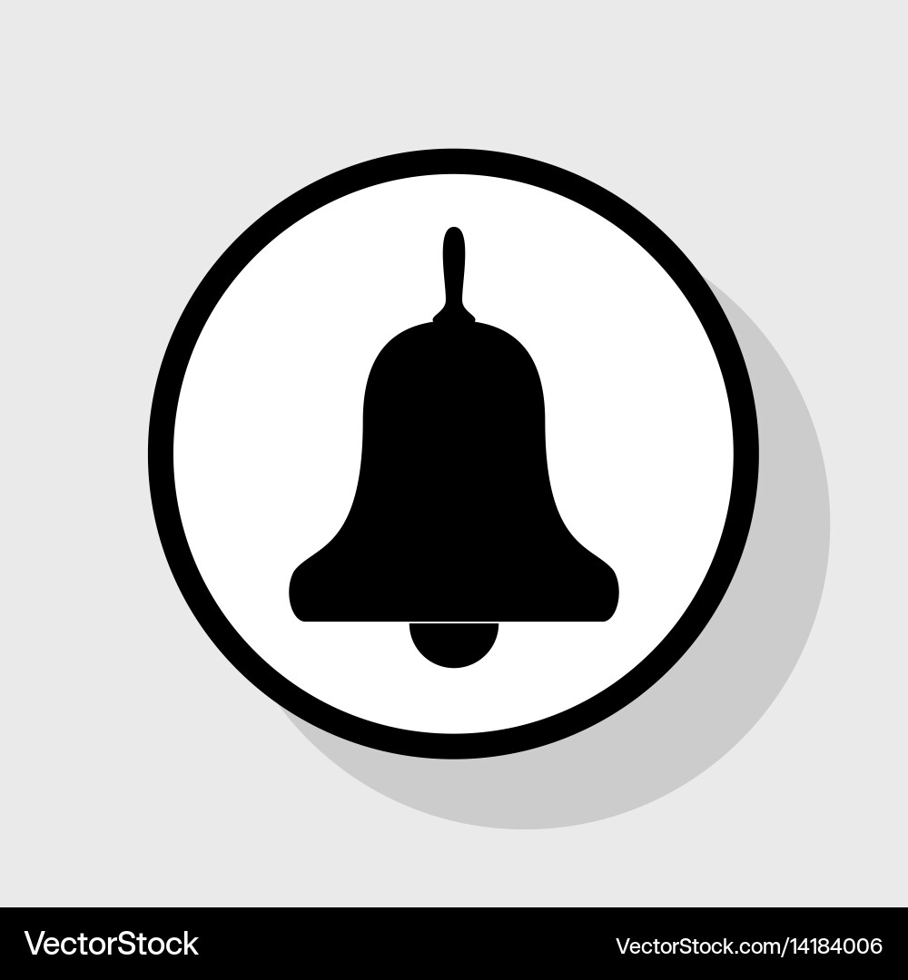 Bell alarm hand sign flat black Royalty Free Vector Image