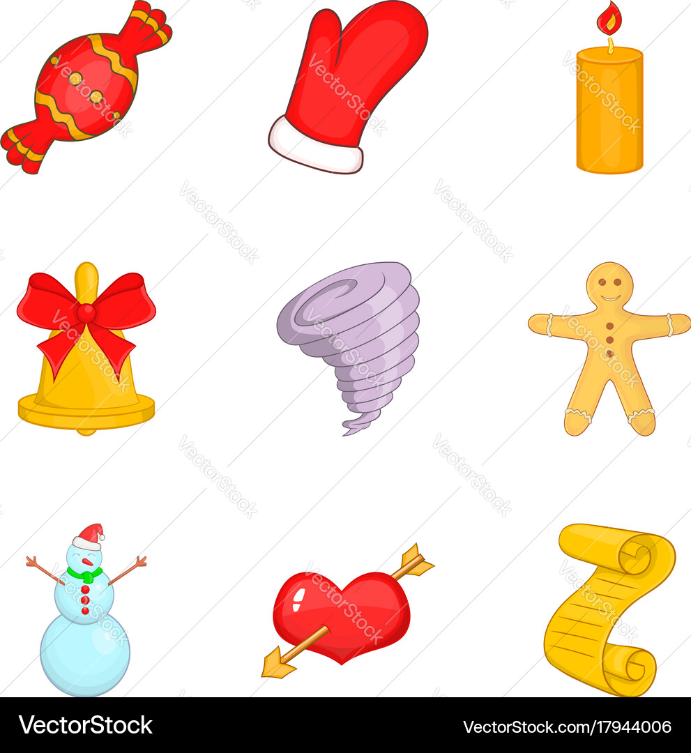 Christmas icons set cartoon style Royalty Free Vector Image