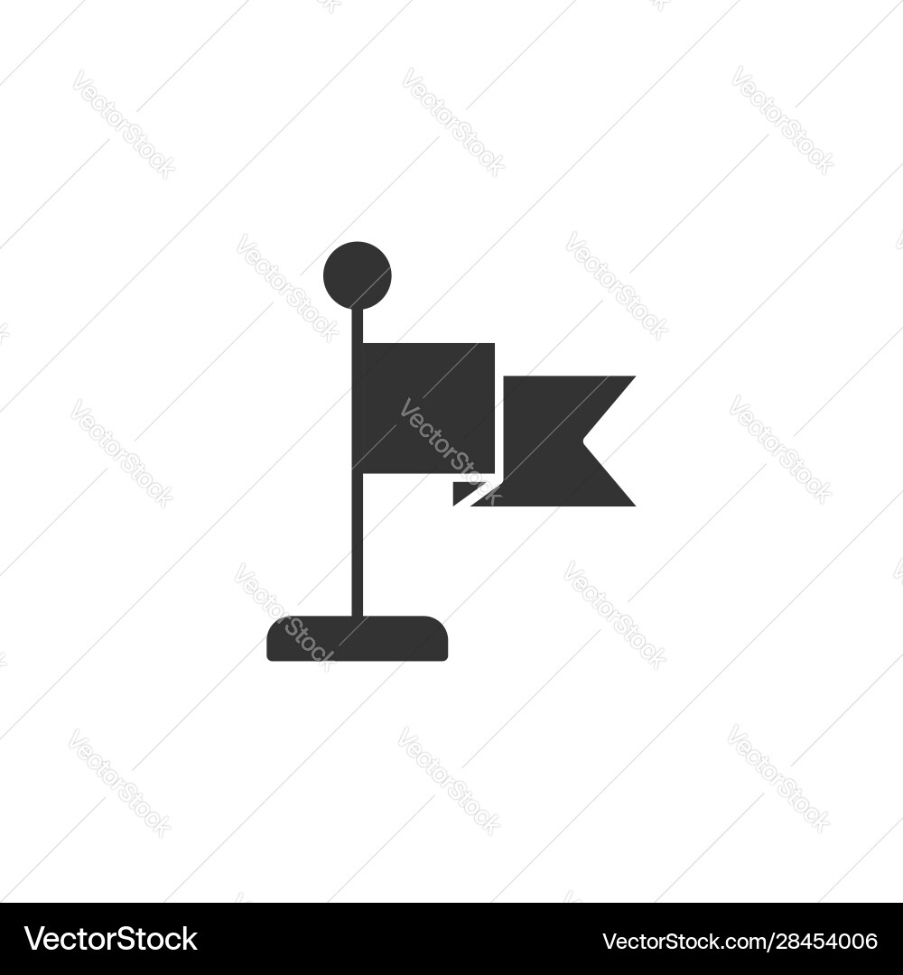 Flag icon in flat style pin on white isolated Vector Image