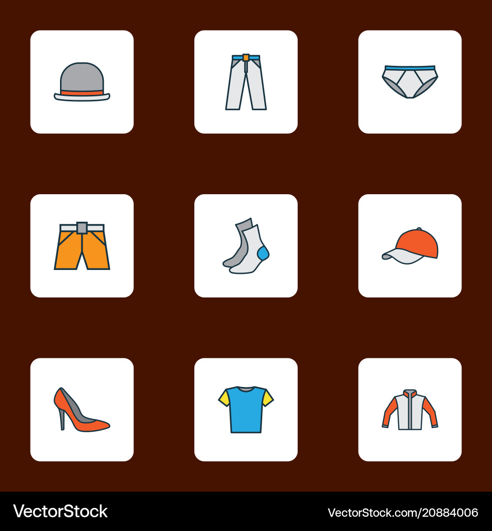 Garment icons colored line set with underpants Vector Image