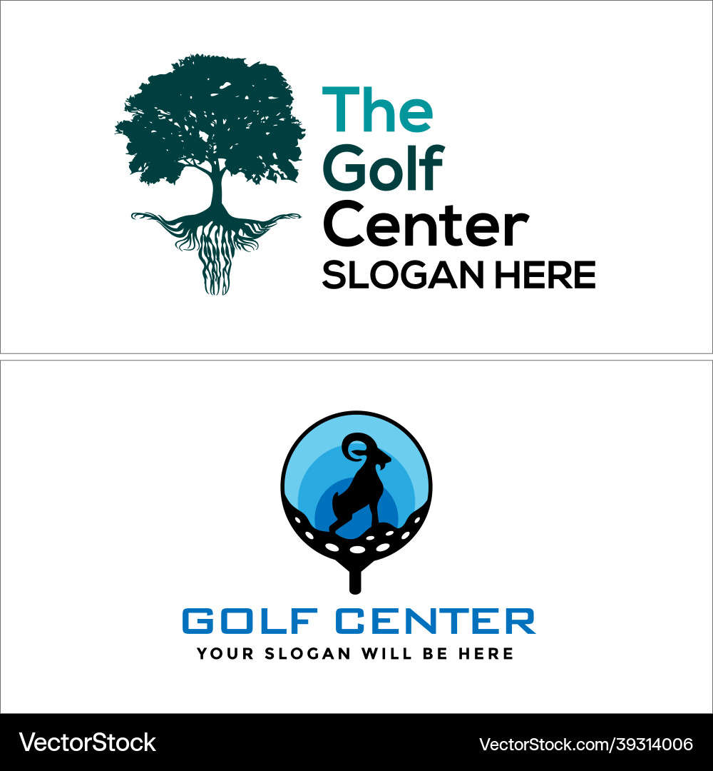 Golf goat and tree center competition logo design Vector Image