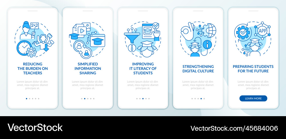 Ict benefits in education blue onboarding mobile Vector Image