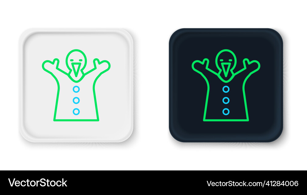 Line toy puppet doll on hand icon isolated Vector Image