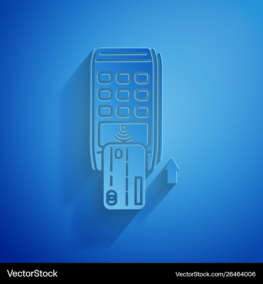 Paper cut pos terminal with inserted credit card Vector Image