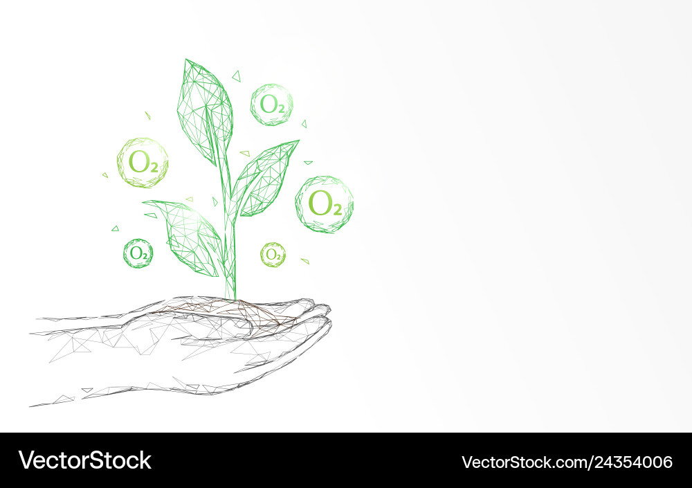 Plant with oxygen on hand ecology concept Vector Image