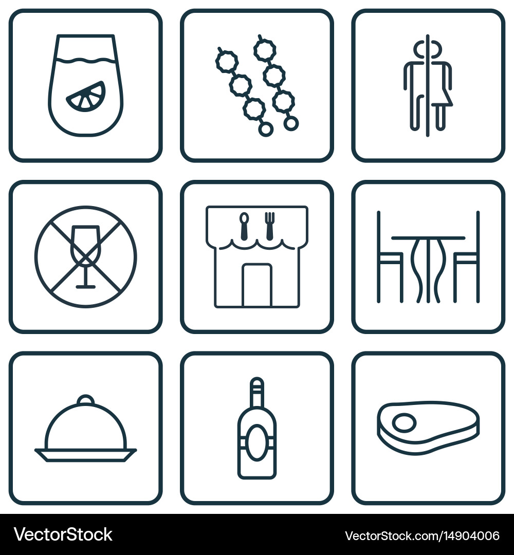 Set of 9 restaurant icons includes restaurant Vector Image